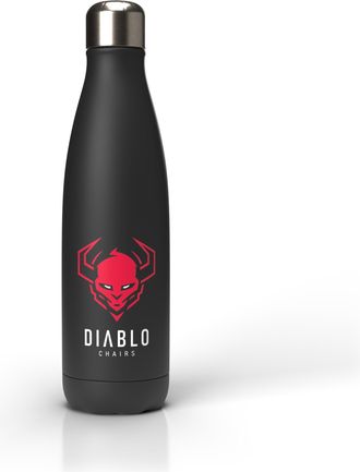Diablo Trinkflasche Edelstahl Schwarz | 500 ml | 12h Heiß | 48h Kalt | BPA-freie Wasserflasche Metall, Thermosflasche für Unterwegs, Thermoskanne Kratzfest |