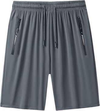 Rismart Homme Séchage Rapide Shorts Entraînement Marche Athlétique Sports Pantalon Court Gris Soie Glace,XXL