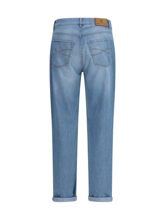 Brunello Cucinelli Mens Jeans Cotton With Distressed Effect Denim Chiaro Old