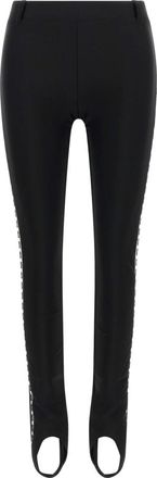 Moschino Leggings &agrave; bande logo &agrave; &eacute;trier - Femme - Pantalons - Noir - Taille: 40 FR