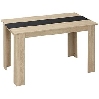 HOMCOM Table à Manger rectangulaire pour 4 à 6 Personnes, Table de Cuisine, 120 x 69 x 75 cm, Style Moderne, Pieds triangulaires Plus Stable, chêne et Noir