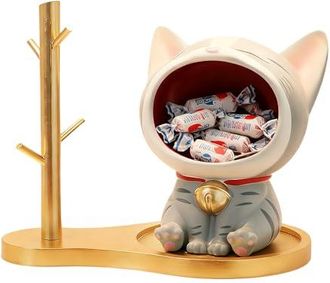 Generico Bol &agrave; bonbons en forme de chat | Statue de chat | D&eacute;coration de bureau | Bol d&eacute;coratif pour cl&eacute;s | Table dentr&eacute;e, salon, chambre &agrave; coucher, armoire, &eacute;