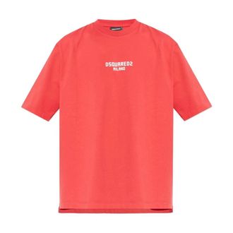 Dsquared2 Milano Logo Baumwoll-T-Shirt - - Tops - Herren - Rot - M