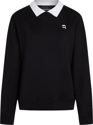 Karl Lagerfeld Femme, Sweatshirts et sweats &agrave; capuche, Noir, Taille: 36 FR Ikon Collar SweaT-shirt