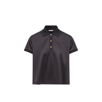 Moncler Moncler Grosgrain Logo Cotton Polo Shirt, Women, Blue, Size: Xl