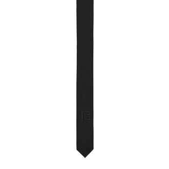 Balmain Cravate slim en laine avec broderie PB - Homme - Accessoires - Noir - Taille: ONE Size