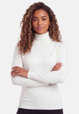 U.S.Polo Association Rundhalspullover USLaylaa Damen Feinstrick-Rollkragenpullover mit dezenter Leichter Strickpullover mit Rollkragen und bequemer Passform