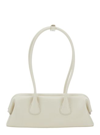 Osoi Womens Shoulder Bag Boat Wide Mini White Leather Cow