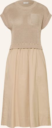 PESERICO Peserico Kleid Im Materialmix Mit Schmuckperlen gold