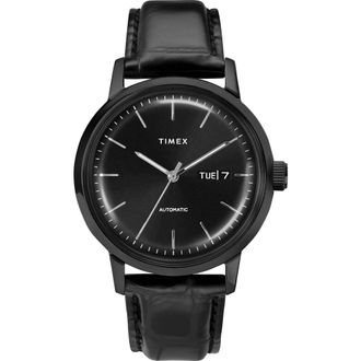Timex Homme, Accessoires, Noir, Taille: ONE Size Marlin Automatic Montre en Cuir