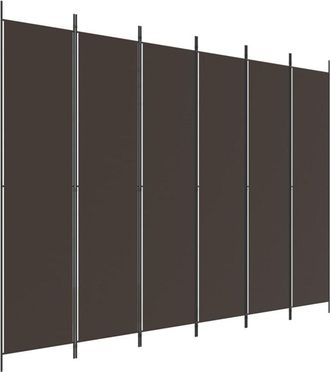 vidaXL 6-tlg. Paravent Braun 300x220 cm Stoff Vidaxl
