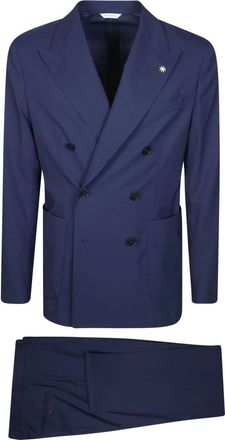 Manuel Ritz Homme, Costumes, Bleu, Taille: S Abito DP Lana
