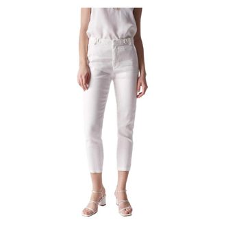 Salsa Slim Cropped Leinen Chino Hose - - Trousers - Damen - Wei&szlig; - W29