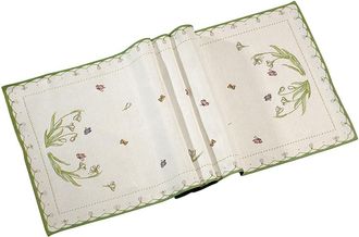 Villeroy & Boch Colourful Spring Tischläufer Schneeglöckchen Weiß, Maschinenwaschbar, Gobelin Läufer Frühling Blumen Schmetterlinge, Unterleger Tisch Ostern, Baumwoll