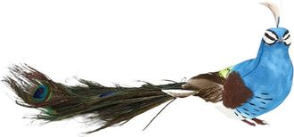 BESTONZON K&uuml;nstliche Pfau Figur mit Federn Vogel Dekofigur Baumschmuck Styropor Vogel Deko Dekofigur Kunstvogel Gartenfiguren f&uuml;r Hochzeit Weihnachten Dekoratio