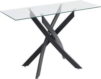 Vente-Unique Console en Verre trempé et métal Noir - Transparent - Cosima