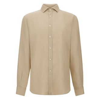 Boggi Milano Homme, Chemises, Beige, Taille: L Chemise en lin Regular Fit