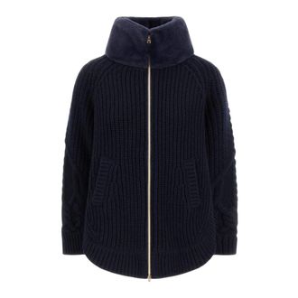 Herno Strickjacke mit &Ouml;ko-Pelz - - Knitwear - Damen - Blau - M
