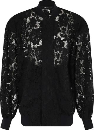Federica Tosi Femme, Blouses et Chemises, Noir, Taille: 36 FR Bomber in Pizzo