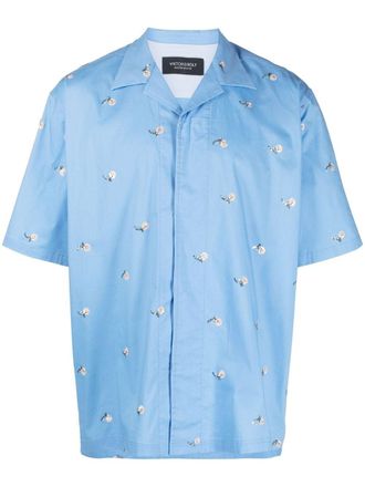 Viktor & Rolf chemise brod&eacute;e de sequins &agrave; manches courtes - Bleu