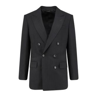 Tom Ford Gestreifter zweireihiger Blazer - - Jackets - Herren - Schwarzk - L