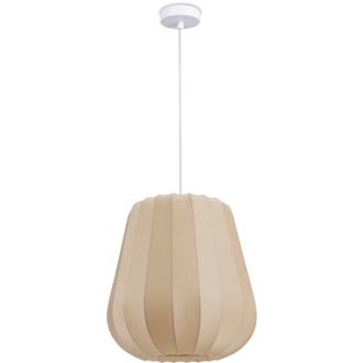 Paco Home Hängelampe Pendellampe Wohnzimmer Schlafzimmer Esszimmer Modern Nylon E27 Beige, Pendelleuchte - Typ 5 - Paco Home