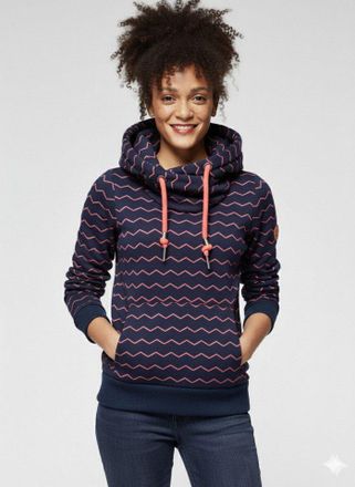 Ragwear Sweatshirt GRIPY BOLD CHEVRON O Hoodie mit hochschie&szlig;endem Schalkragen mit Zierknopfbesatz