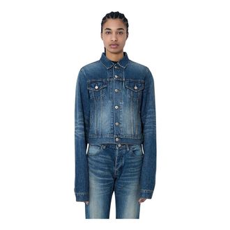 Balenciaga Panel Denim Jacke mit Klassischem Kragen - - Jackets - Damen - Blau - S