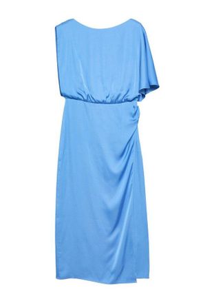Comma Midikleid Kleid Asymmetrisches Satinkleid mit Drapierung