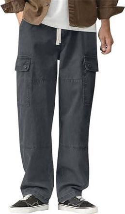 Generic Pantalon dext&eacute;rieur respirant pour homme pour la randonn&eacute;e et la marche - L&eacute;ger et durable - Taille &eacute;lastique, gris fonc&eacute;, L