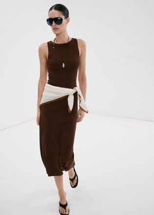 Mango Tailliertes Midikleid schokolade - Damen - 1XL - MANGO