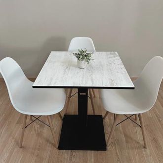 Generico Table bar | BISTROT | restaurant carr&eacute; avec pied central 60/70/80 cm couleurs assorties (blanc antique A428 - noir, 70 x 70)