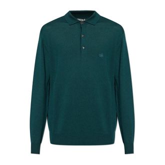 Etro Woll-Poloshirt mit langen &Auml;rmeln - - Knitwear - Herren - Gr&uuml;n - S