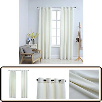 vidaXL Verdunkelungsvorh&auml;nge mit &Ouml;sen 2 Stk. Samt Creme 140x245 cm - Verdunklungsvorh&auml;nge - Samtvorh&auml;nge - Cremefarbene Vorh&auml;nge - Wohnraumdekoration
