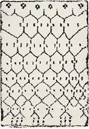 Mint Rugs Hochflor Teppich Frame Creme Schwarz, 200x290 cm