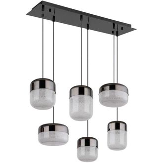 Globo Lighting Pendelleuchte H&auml;ngelampe led Deckenleuchte Esszimmerleuchte Graphit Kristalle