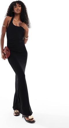 4th & Reckless Neckholder-Maxikleid in Schwarz mit Knotendetail, Rückenausschnitt und Seitenschlitz