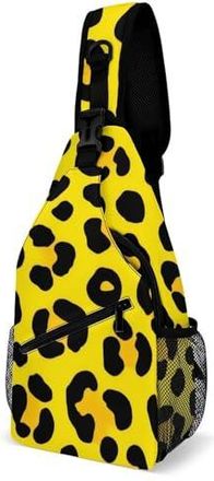 Generic Sacoche Bandouliere Peau danimal, imprim&eacute; l&eacute;opard et gu&eacute;pard, jaune Durable Sacs Poitrine L&eacute;ger Sac &agrave; Dos Militaire pour Femme Voyage &eacute;cole