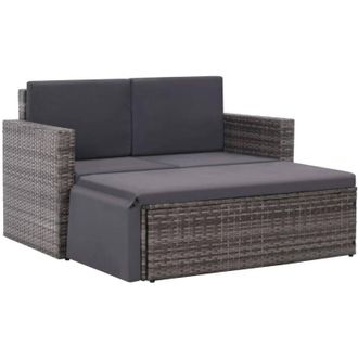 vidaXL Vidaxl - Salon de jardin 2 pcs avec coussins R&eacute;sine tress&eacute;e Gris