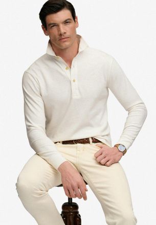 Superdry Langarm-Poloshirt CLASSIC RUGBY TOP aus Baumwolle und Single Jersey, Relaxed Fit, mit kurzer Knopfleiste