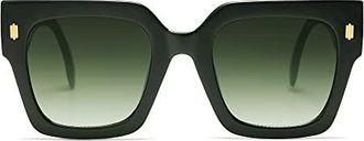 Sojos Lunettes de soleil carrées oversize vintage pour femmes, rétro, luxe, grosses lunettes de soleil, protection UV400 SJ2194 Vert