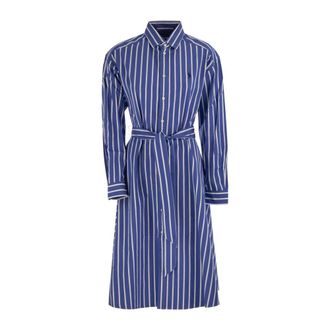 Polo Ralph Lauren Femme, Robes, Bleu, Taille: 36 FR Chemise ray&eacute;e &agrave; ceinture