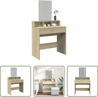 vidaXL Schminktisch Sonoma-Eiche - Schminktisch mit Spiegel Sonoma-Eiche 80x41x144,5 cm