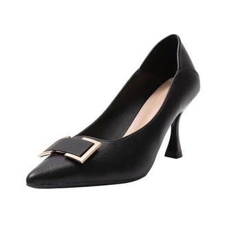 Generic Escarpins &agrave; talons hauts et bout pointu &agrave; enfiler pour femme, noeud pointu, chaussures habill&eacute;es sexy &agrave; talons hauts, Noir, 39.5 EU