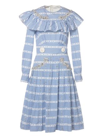 Miu Miu robe mi-longue à rayures (2015) - Bleu