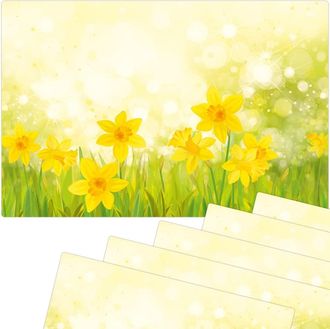 Matches 21 Tischsets 6er als abwaschbare Frühling und Ostern Tischdeko - Platzsets Osterglöckchen Blumen als Tischuntersetzer in 43 cm - Platzdeckchen als Tischu