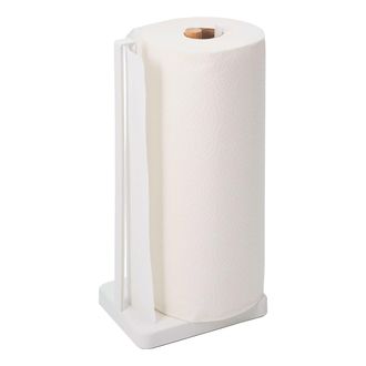 Yamazaki Tableware Yamazaki 3259 Tosca K&uuml;chenrollenhalter, wei&szlig;, Stahl/Holz, minimalistisch, 15.5 x 11.5 x 31 cm