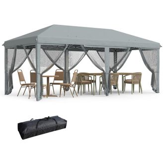 OUTSUNNY Tonnelle de jardin - Polyester Oxford - 585x295x270cm - Gris