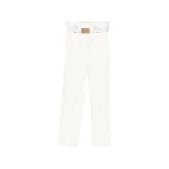 Elisabetta Franchi Femme, Pantalons, Blanc, Taille: 38 FR Pantalon technique bi-&eacute;lastique avec ceinture