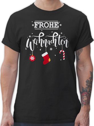 Shirtracer T-Shirt Herren - Geschenke Christmas Bekleidung - Frohe Weihnachten I Weihnachtsmotiv - XL - Schwarz - weihnachtsthirt weihnachtsshirt weihnacht Tshir